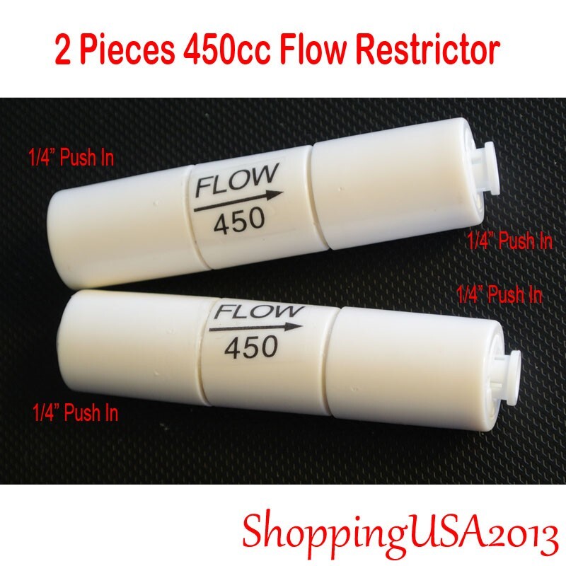 2 Pcs 450cc 1/4 Flow Restrictor Push In Quick Connect Unter Sink RO ...