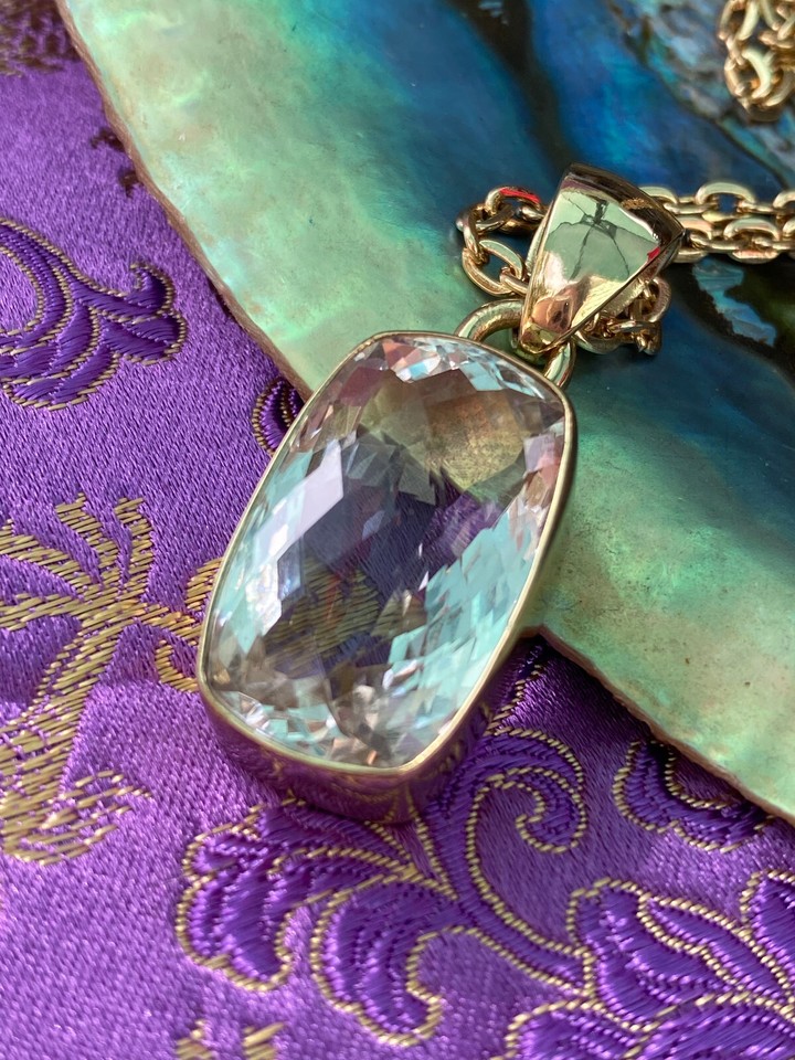 Charles Albert Faceted Quartz Crystal & Alchemia Gold Artisan Pendant ...