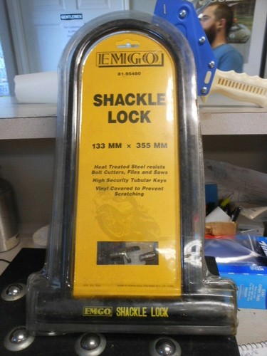 NOS Emgo Motorcycle 133mm x 355mm Shackle Lock w/ Key Set 81-95480 | eBay