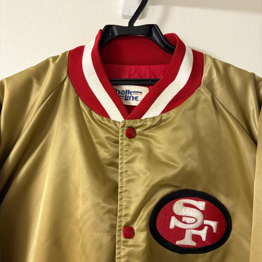 90s chalk line 49ers stadium jacket made in USA worn … - Gem