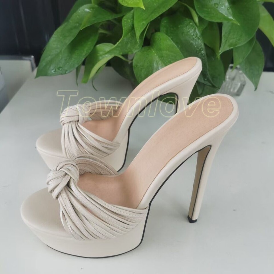 Womens Open Toe Stilettos Sandals Platform High Heels Slippers Party ...