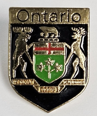 Ontario Coat Of Arms Metal Hat Lapel Pin Canada Travel Souvenir Gold ...