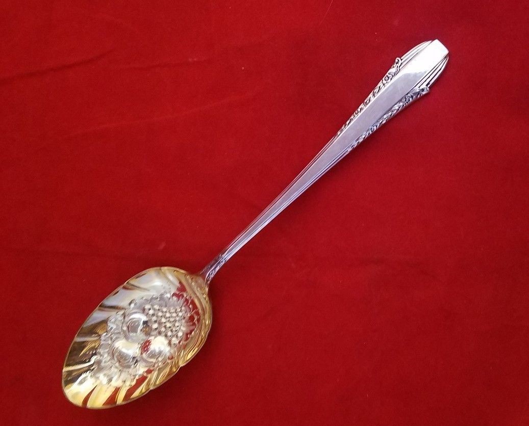 Enchantress International Sterling Berry Spoon w/ Embossed Fruit Design ...