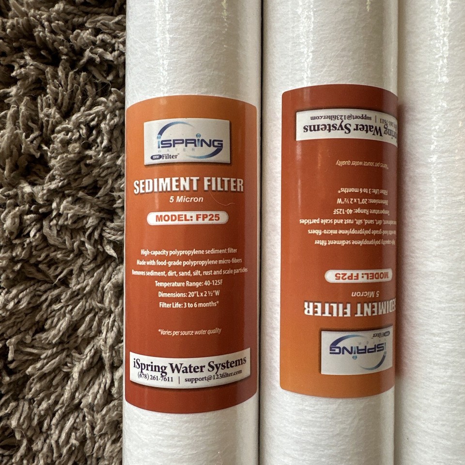 6 Pack Lot - iSpring Sediment Filter FP25 NEW 20" X 2 1/2" FREE ...