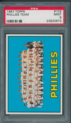 1967 Topps #102 Phillies Team PSA MINT 9 *0873 | eBay