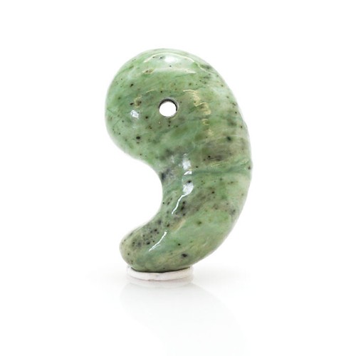 Japanese Stone Hidaka Jade Gemstone Health comma-shape magatama amulet ...