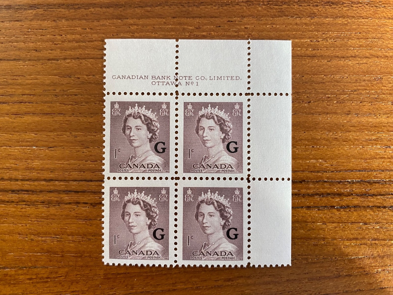 Canada Plate Block - 1953 1c QUEEN ELIZABETH II KARSH PORTRAIT PB No. 1 ...