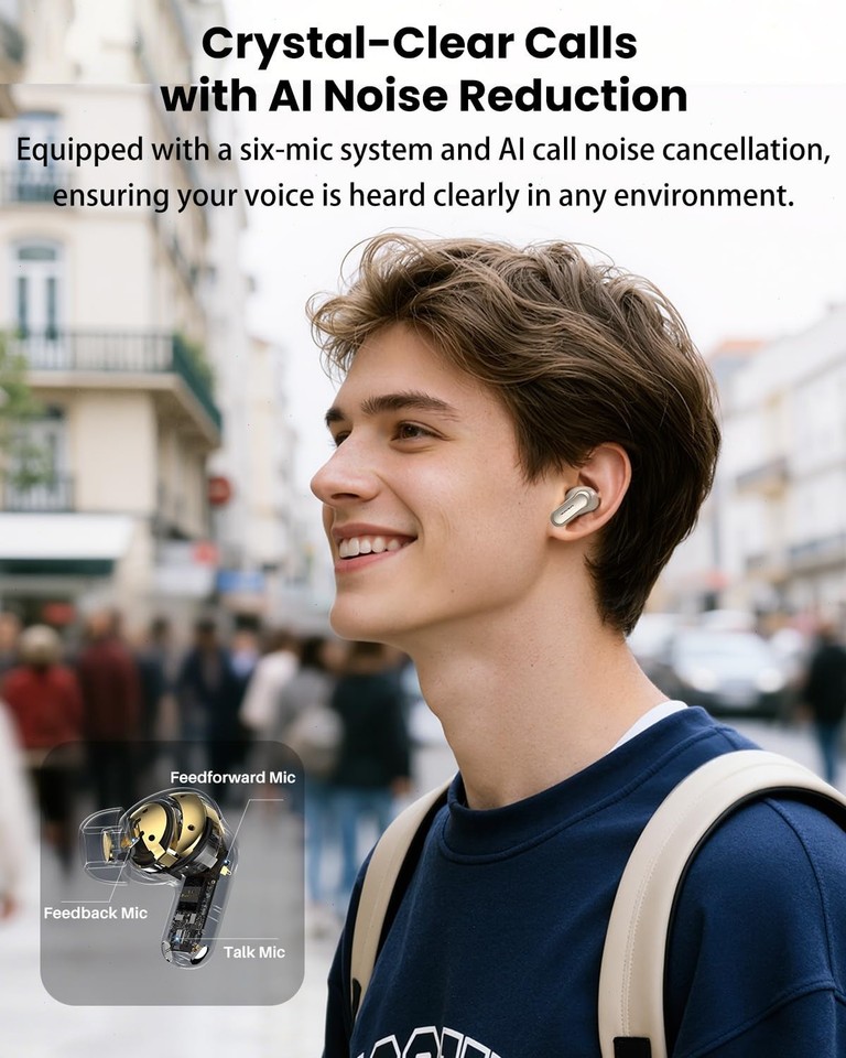 TOZO NC20 Pro Bluetooth 5.4 Wireless Earbuds with Smart Touch Screen ...