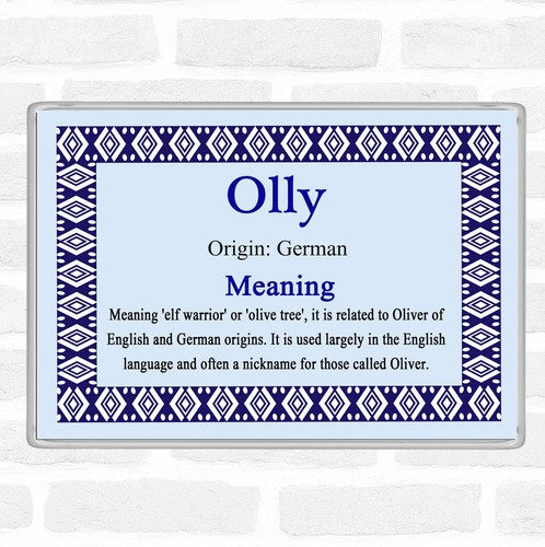 Olly Name Meaning Jumbo Fridge Magnet Blue | eBay