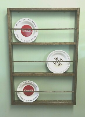 Farmhouse Plate Display, Wall Hanging Plate Rack Oak wood Plate Rack | eBay