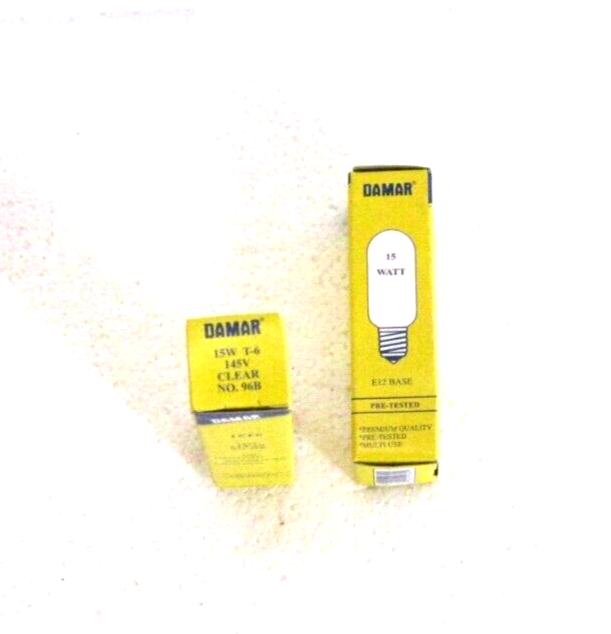 Damar 15W T6 LIGHT BULB LAMP 145V Clear E12 Candelabra 15T6 EXIT APPLIANCE 2 PK | eBay