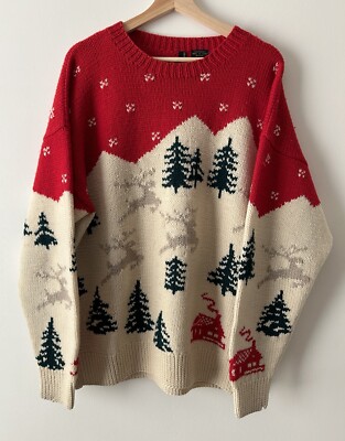 Vintage Hand Knit Christmas Sweater 100% Wool | eBay