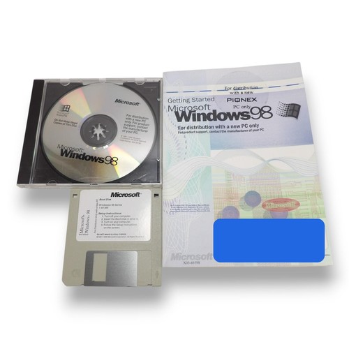 Microsoft Windows 98 Full Installation Set - Boot Disk, Getting Started guide | eBay