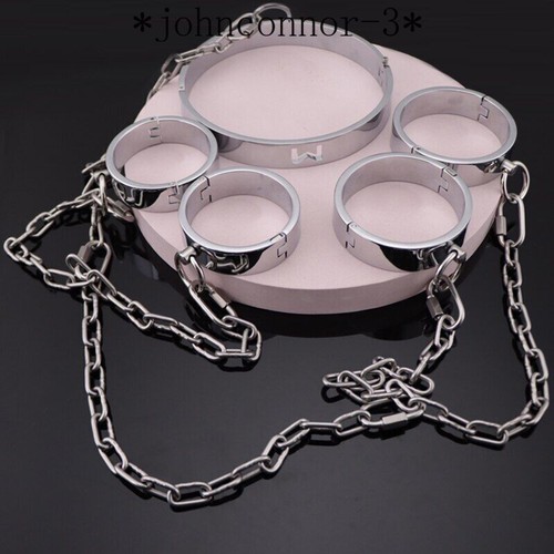 Metal Unisex Wrist Hand Cuff Ankle Cuff with Chain Neck Collar ...