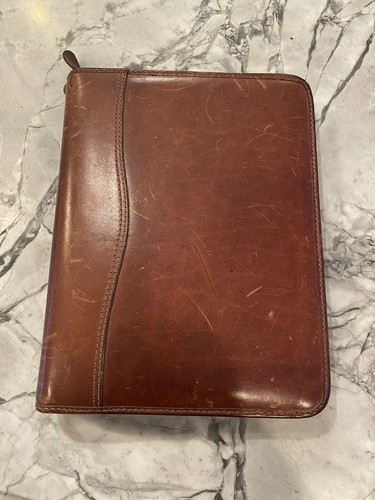 Day-Timer leather planner/calendar/portfolio brown with zipper, 10.5" x ...