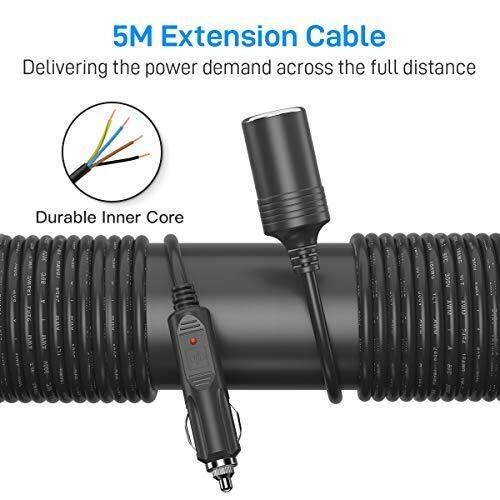 5M Car Cigarette Lighter 12V Extension Cable Adapter Socket Charger ...