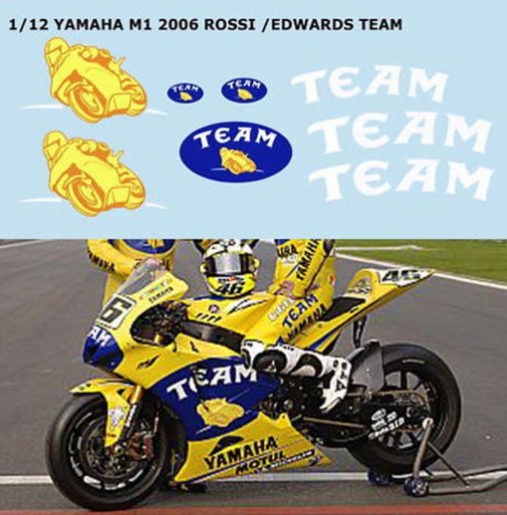 1/12 Decals for YAMAHA M1 2006 CAMEL TEAM VALENTINO ROSSI DECALS TB ...