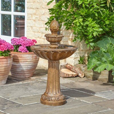 Solar Powered Queensbury Fountain 3 Tier Outdoor Garden Cascading Water ...