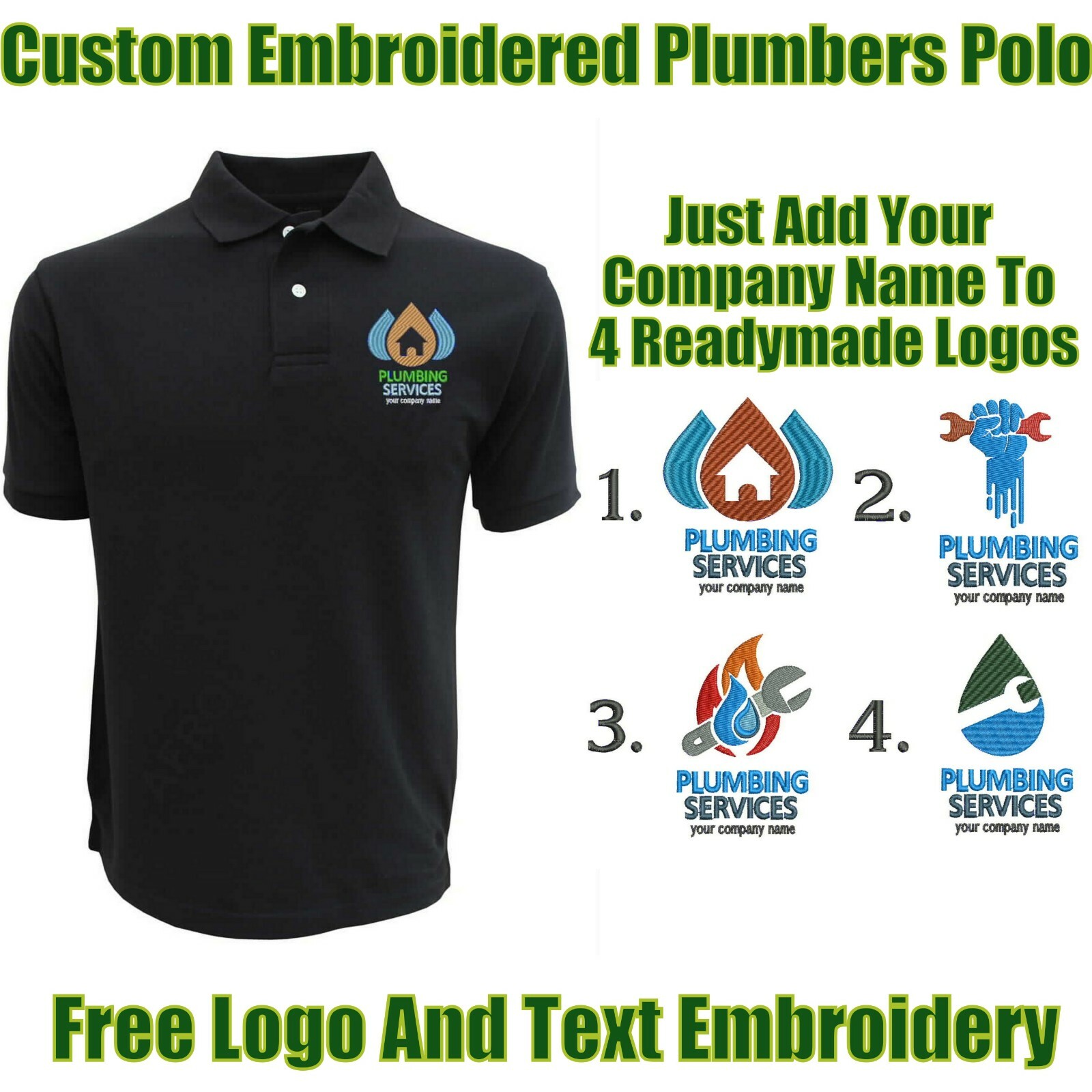 Custom Embroidered Personalized Plumbers Work Polo Shirt Gas & Plumbing ...