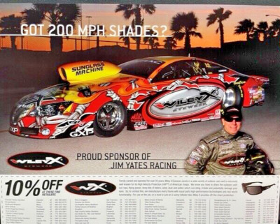 VRHTF NHRA VINTAGE COOL "JIM YATES WILEY X SUN GLASSES PRO STOCK" HAND ...