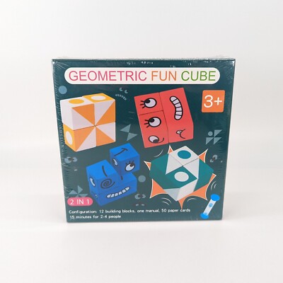 Wooden Face Changing Cube Building Blocks Game Matching Geometric Emoji ...