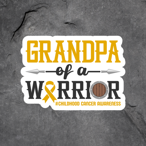 Childhood cancer sticker vinyl decal grandpa of a warrior ribbon gold ...