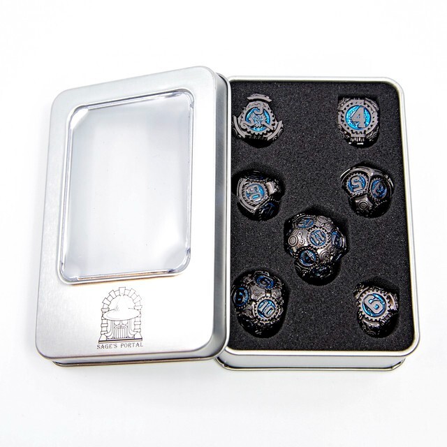 Sage's Artificer's Core Cerulean Essence Metal Polyhedral Dice Set ...