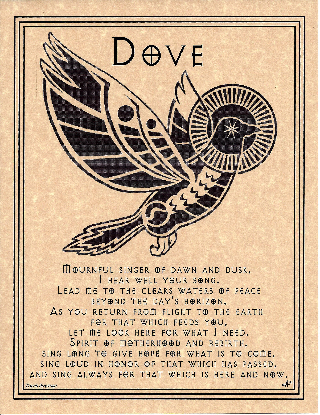 DOVE Prayer Bird Shaman Animal Spirit Poster Page Native Am Celtic ...