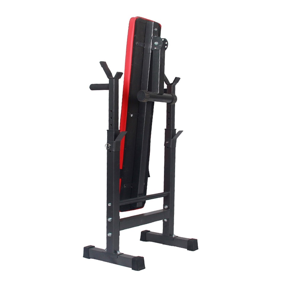 Adjustable Weight Bench Folding Bench Press w/Barbell Rack Pec workout ...
