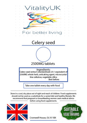 VitalityUK- Celery Seed | 2500MG | High Strength Tablets | Anti ...