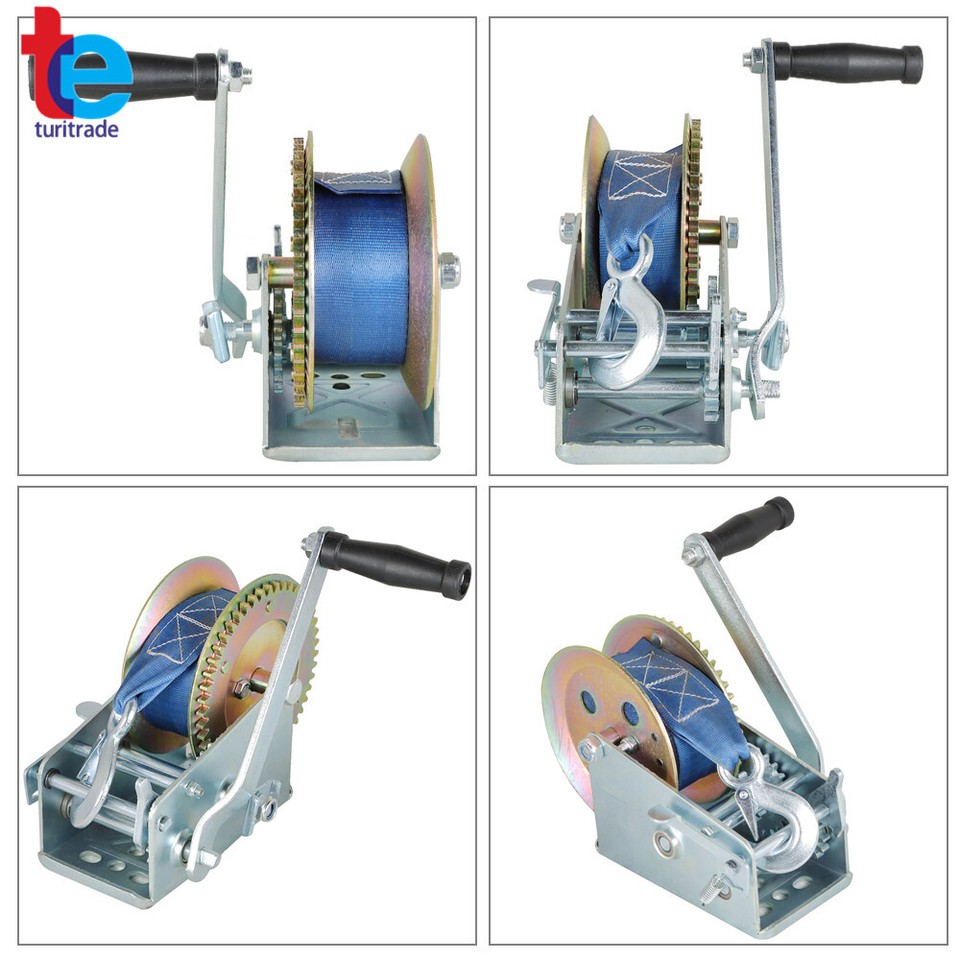 Blue 3500lbs Hand Winch Boat Use Manual Winch With 10m (32ft) Strap ...