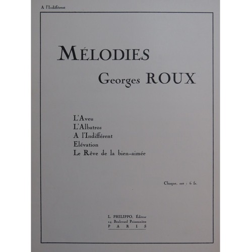 Georges Roux To The Indifferent Song Piano | eBay