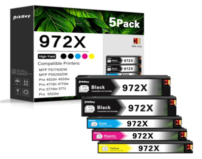 972X High Yield Ink Cartridges (5-Pack, 2Black/1Cyan/1Magenta/1Yellow ...