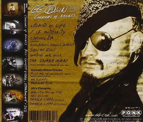 GG ALLIN - CARNIVAL OF EXCESS (EXPANDED EDITIO CD NEW! 683615155626| eBay