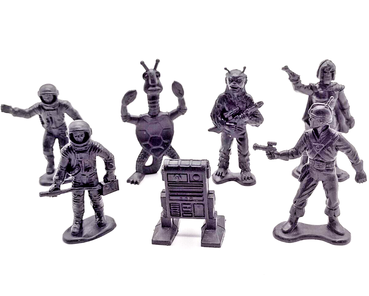 Tim-mee Plastic Outer Space Figures Galaxy Laser Team lot 7 Black 2.25 ...