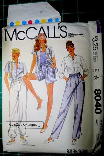 McCall's 8040 Classy Cute Misses Shirt, Pants, Shorts size 10 Uncut ...