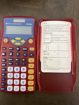 New Texas Instruments TI-10 Dual Power 2-Line Elementary Calculator Red ...