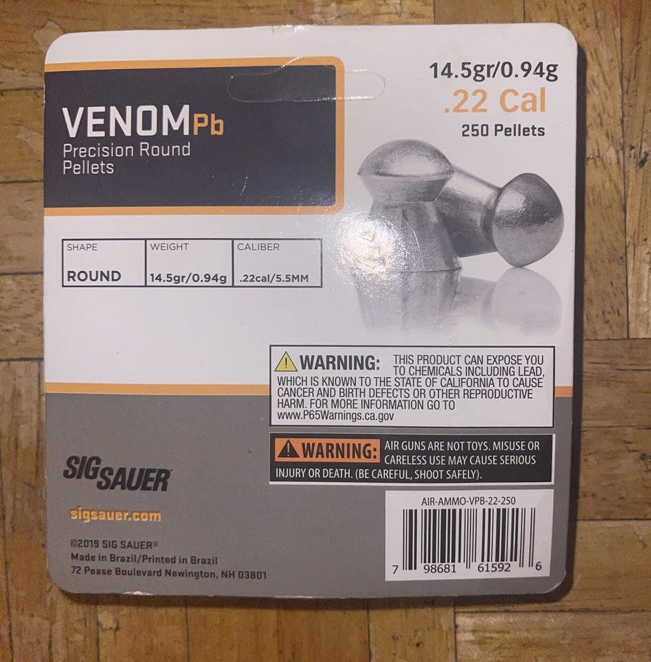 Sig Air VENOM 250 Count .22 Caliber Lead Pellets Fast Free Shipping | eBay