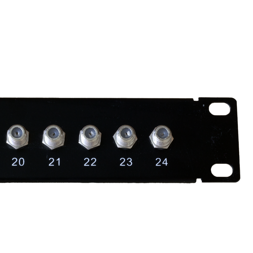 24 Port 1 GHz Coaxial Patch Panel F-Type 1U with 1RU Hinged Wall ...
