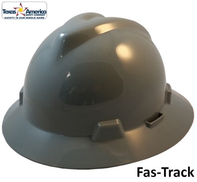 MSA V-Gard Full Brim Hard Hats with Fas-Trac Suspensions - Gray | eBay