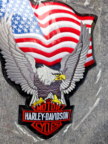 Sealed Global Harley Davidson Patch: HD Motor Cycle w/ Eagle & Flag 10 ...