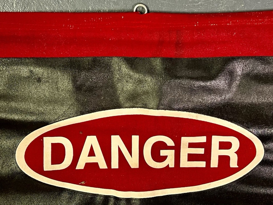 Vintage Danger Authorized Personnel Only Red Cloth Flag Banner 23x23 ...