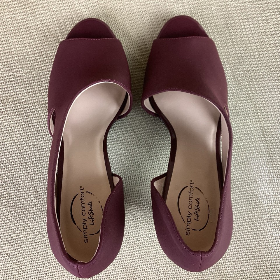 Lifestride Simply Comfort Burgundy Peep Toe Heels Career Women’s Shoes ...