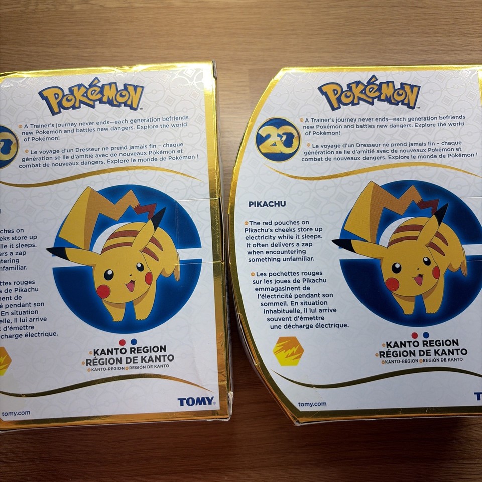 POKEMON 025 PIKACHU BOTH 20th ANNIVERSARY LTD EDITION FIGURES TOMY ...