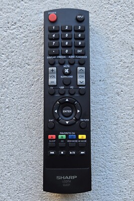 Original Sharp LCD TV Universal Remote Control, Model GJ221, Pre-owned ...