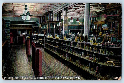 Milwaukee Wisconsin WI Postcard Interior Spiegel Drug Co's Store c1909 ...