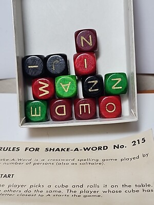 Vintage Shake a Word 12 Wood Dice Game & Rules JB6E | eBay