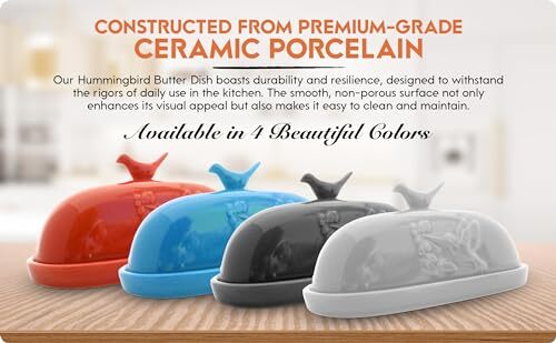 Hummingbird Butter Dish with Lid Cover Large Kitchen Countertop or ...