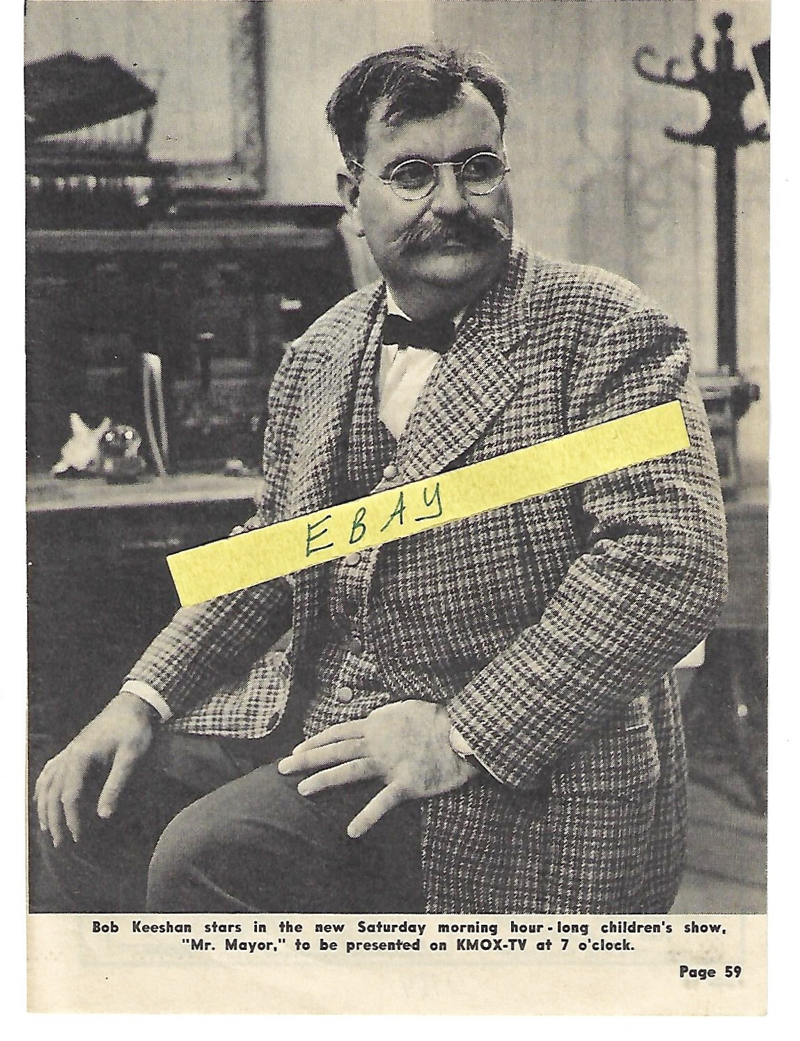 1964 BOB KEESHAN AKA CAPTAIN KANGAROO & MR. MAYOR TV GUIDE AD ARTICLE ...