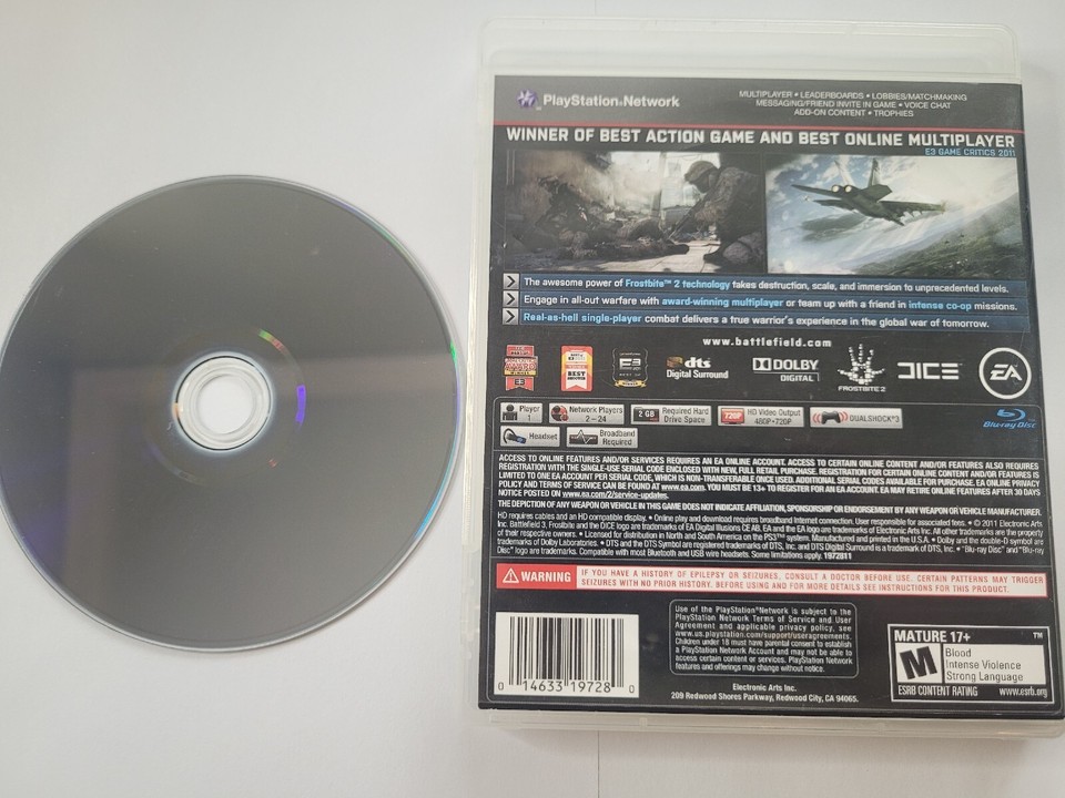 Battlefield 3 Playstation 3 PS3 Black Label Disc & Case No Manual ...